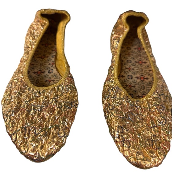 Vintage | Shoes | Vintage Gold Foil House Slippers 95s1960s Era Size ...
